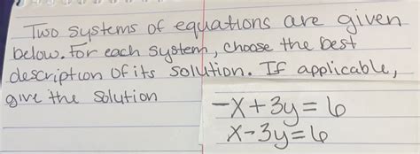 Solved Two Systems Of Equations Are Givenbelow For Each Chegg