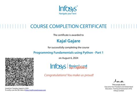 kajal gajare on linkedin python programming learning infosys