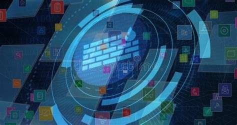 Animation Of Wall Icon And Data Processing Over Media Icons Stock Video