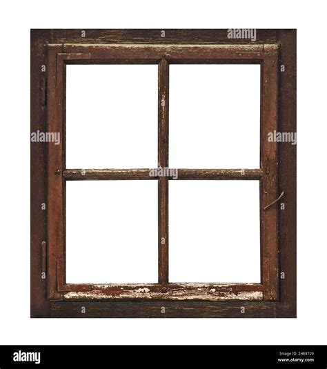 Old Wooden Square Window Frame Isolated On A White Background Stock Photo Alamy