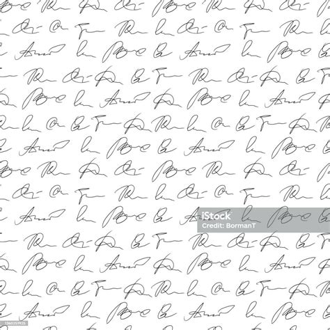 벡터 원활한 패턴 필기 개인 서명 펜으로 필기 손으로 쓴 텍스트라인 검은색에 대한 스톡 벡터 아트 및 기타 이미지 검은색 교육 과목 그런지 이미지 기법 Istock