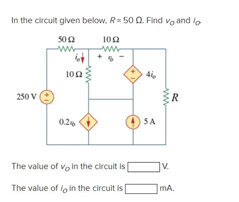 Solved In the circuit given below R Ω Find vO and iO Chegg