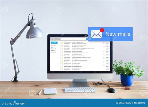 Receiving Email In Inbox Concept Popup Mail Notification On Computer