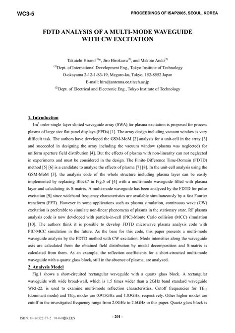 Pdf Fdtd Analysis Of S Parameters For A Multi Mode Waveguide With Cw Excitation