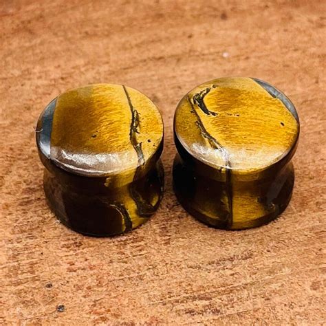Natural Tiger Eye Plugs Gauges Earplugs Beautiful Handmade Quality