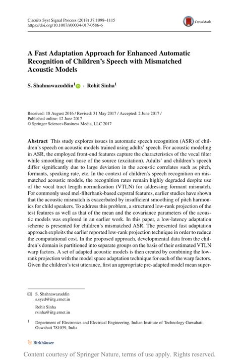 A Fast Adaptation Approach For Enhanced Automatic Recognition Of