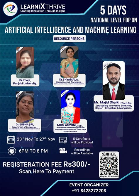 5 Days National Level Fdp On Artificial Intelligence And Machine Learning 2024 Learnix Thrive