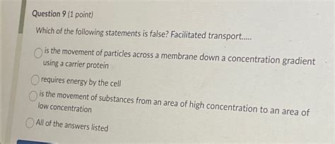 solved question 9 1 ﻿point which of the following