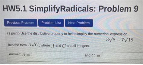 solved hw5 1 ﻿simplifyradicals problem 9 1 ﻿point ﻿use the
