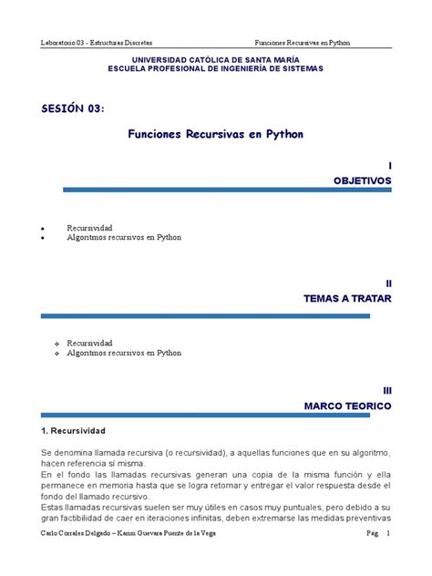 Lab03 Algoritmos Recursivos Edi2022 Pdf Algoritmos Python Lenguaje De Programación