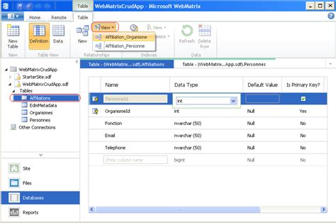 Création Dune Application Crud Avec Webmatrix Razor Et Entity Framework