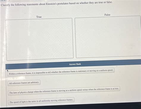 Solved Classify the following statements about Einstein's | Chegg.com