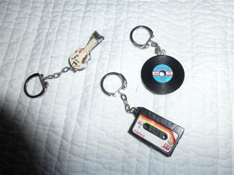 Vintage Cassette Tape And Record Key Rings