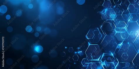 Abstract Blue Background With Hexagonal Bubbles Abstract Technology