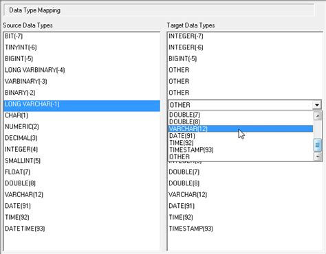 Data Type Mapping