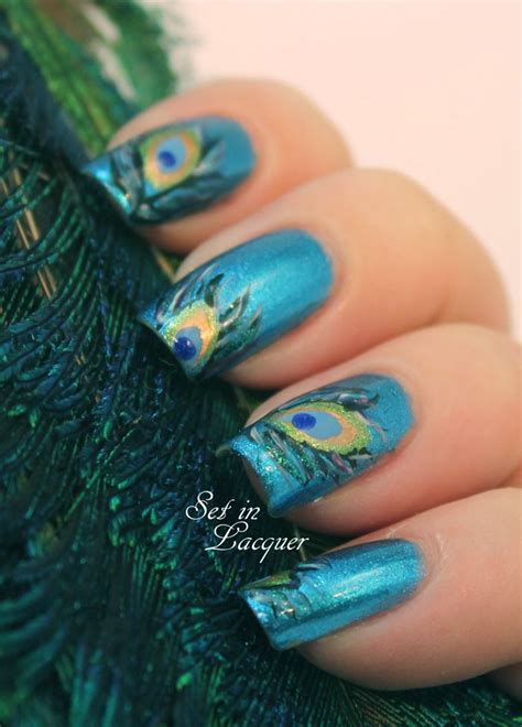 Peacock Feather Nail Art Feather Nail Art Feather Nails Peacock