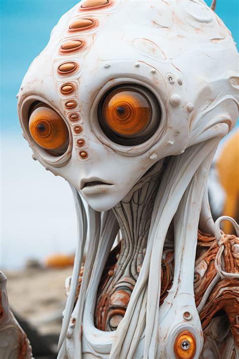 Cool Wallpapers Of Alien Woman With White Skeleton Head And Techno Eyes