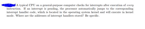 Solved A Typical Cpu On A General Purpose Computer Checks