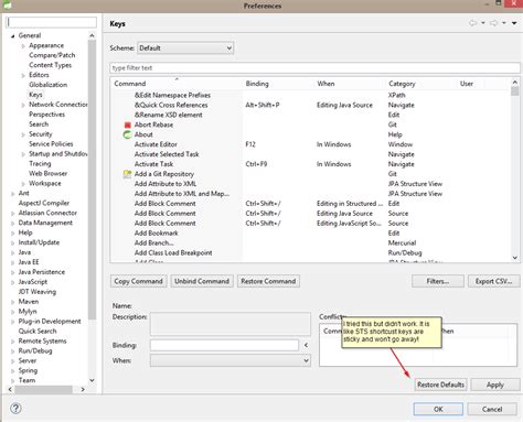 Remove Spring Tool Suite Shortcuts From Eclipse Stack Overflow