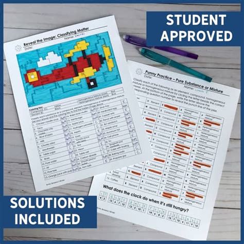 Classifying Matter Coloring And Puzzle Review Element Compound Solution