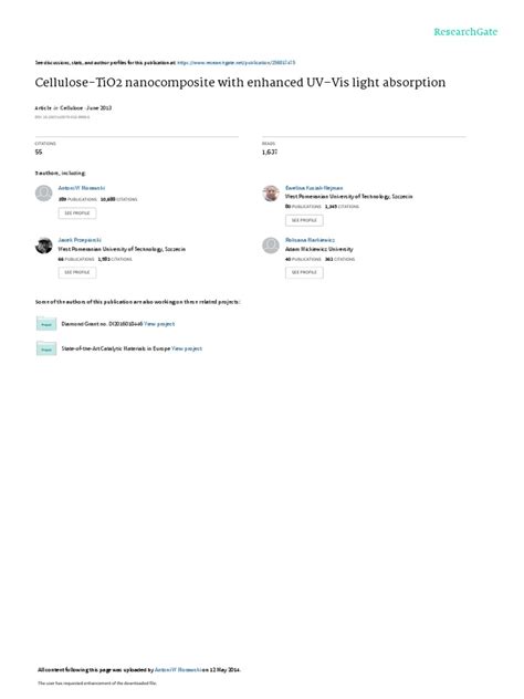 Nano Composite Cellulose Tio2 Pdf Titanium Dioxide Total Organic Carbon