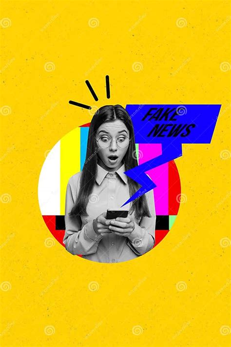 Vertical Poster Collage Young Woman Shocked Reaction Textbox Message