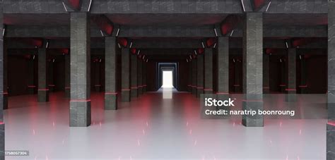 건물의 여유 공간 콘크리트 기둥이 방의 중앙을 따라 늘어서 있습니다 큰 홀 3d 일러스트 0명에 대한 스톡 사진 및 기타 이미지 0명 건물 외관 건설 산업 Istock