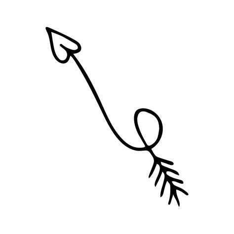 Hand Drawn Heart Tipped Swirling Arrow Vector Love Clipart Valentine