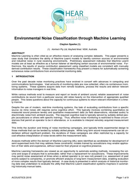 Environmental Noise Classification Through Machine Learning Pdf
