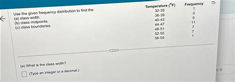 Solved Use The Given Frequency Distribution To Find Thea