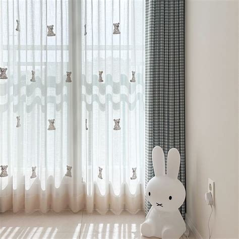 사라코지 디자인커튼•블라인드 브랜드 ʟᴏᴄᴀᴛɪᴏɴ 마곡 아이방 ᴄᴜʀᴛᴀɪɴ ️겉커튼 뉴트럴체크 • 민트 ️속커튼 키즈베어 • 화이트 🔖