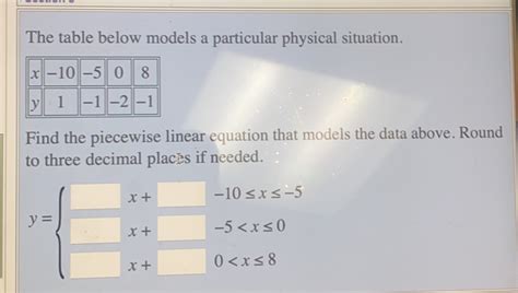 Solved The Table Below Models A Particular Physical Situation Find