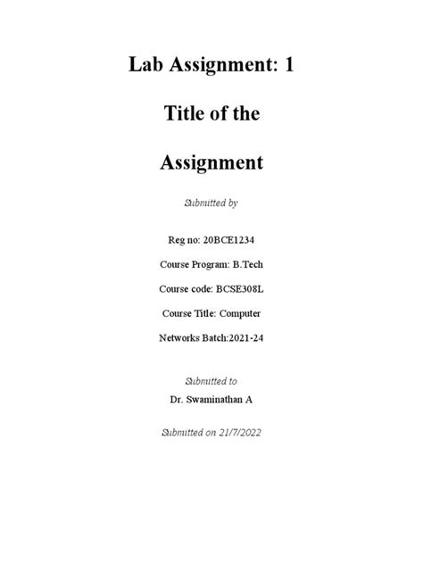 Lab Assignment Template | PDF
