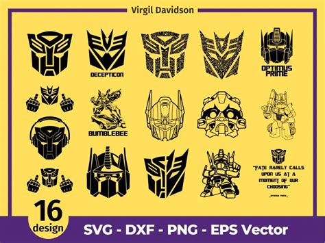For Cricut Transformers Svg Bumblebee Cut Files Optimus Prime Autobots Decepticons Megatron