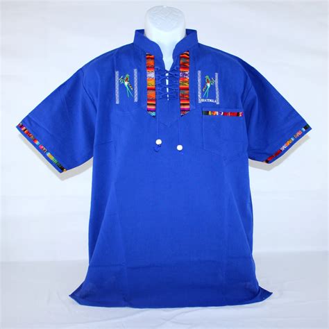 Camisa Típica De Guatemala Para Hombre Color Azul Estilo 208 Ropa
