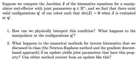 solved suppose we compute the jacobian j of the kinematics