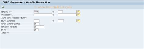 JBM SAP Tcode Euro Conversion Variable Transact