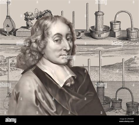 Portrait Of Blaise Pascal With A Page Of Traitez De Lequilibre Des