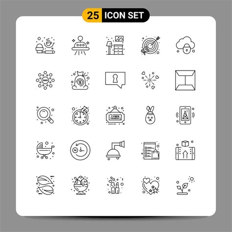 25 User Interface Line Pack Of Modern Signs And Symbols Of Lock Internet Living Marketing Target