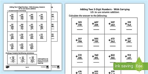 3 digit addition with carrying addition worksheets library