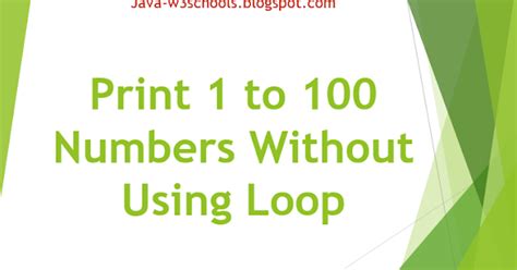 How To Print 1 To 100 Numbers Without Using Any Loop Statements