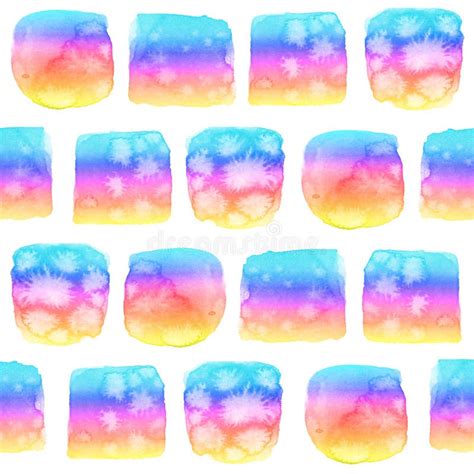 Seamlessl Pattern With Watercolor Rainbow Colored Vibrant Elements