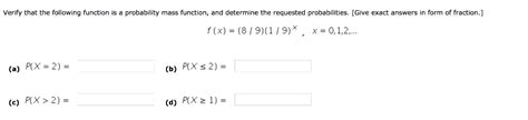 Solved Verify That The Following Function Is A Probability Chegg