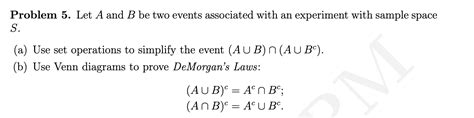 Solved Problem 5 Let A And B Be Two Events Associated With Chegg Com