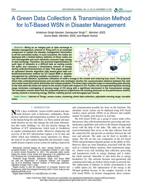 Agreendatacollectionamptransmissionmethodforiot Basedwsnin