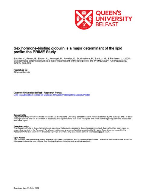 Sex Hormone Binding Globulin Is A Major Determinant Of The Lipid