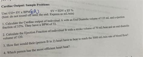 solved cardiac output sample problems use co sv x bpmuru
