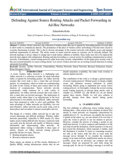 Source Routing Attacks Pdf Routing Wireless Ad Hoc Network