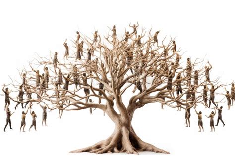 Tree Formed Entirely By Interconnected Human Figures Symbolizing Unity And Interconnectedness