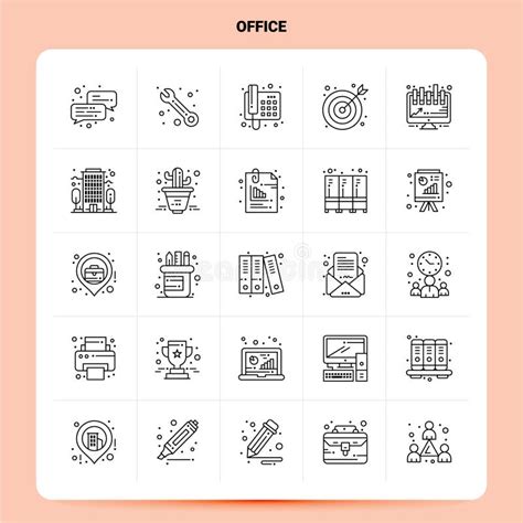 Outline 25 Office Icon Set Vector Line Style Design Black Icons Set Linear Pictogram Pack
